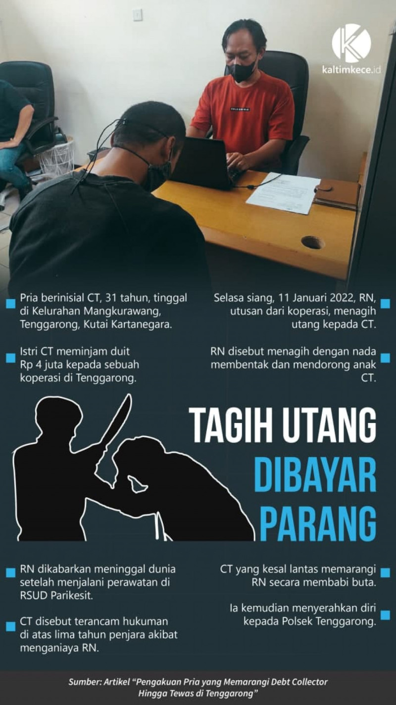 Infografik Tagih Utang Dibayar Parang - Kaltim Kece